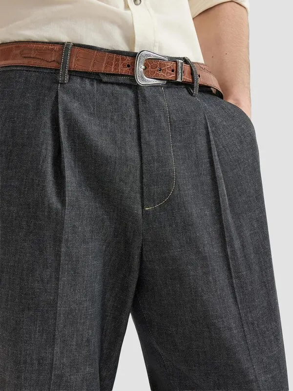 Brunello Cucinelli No Fade Lightweight Denim Trousers With Pleats