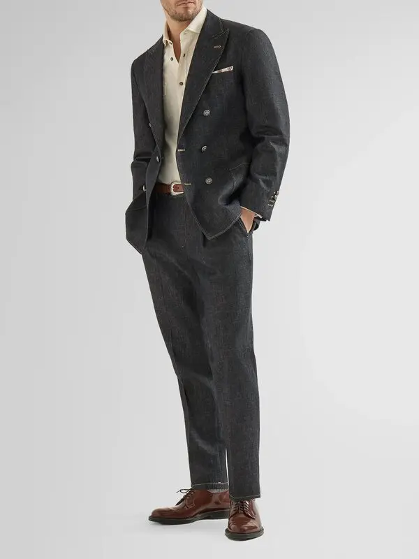 Brunello Cucinelli No Fade Lightweight Denim Trousers With Pleats