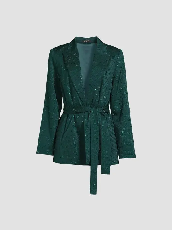 UNGARO Willow Hotfix Stretch-silk Self-tie Jacket - Pine