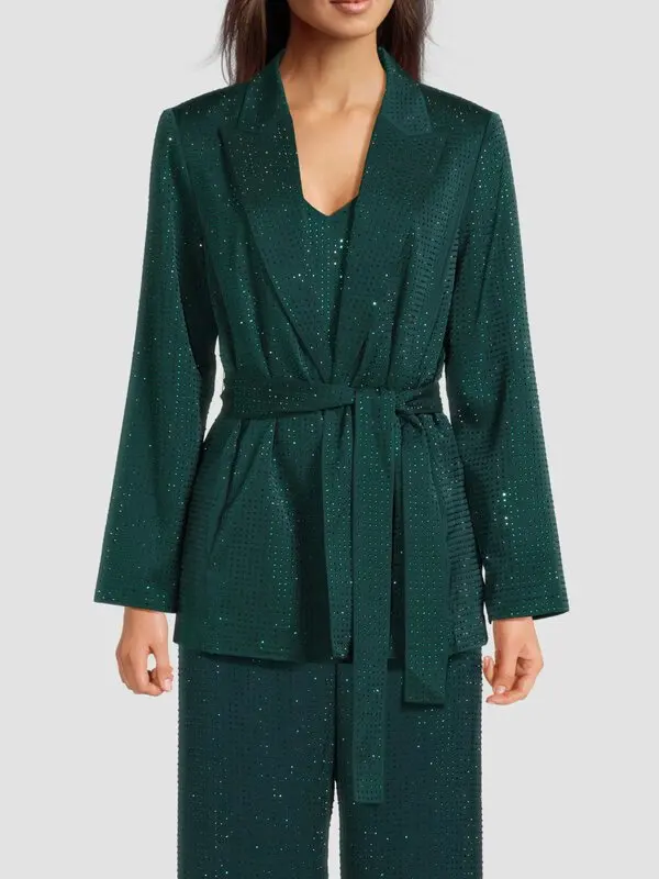 UNGARO Willow Hotfix Stretch-silk Self-tie Jacket - Pine