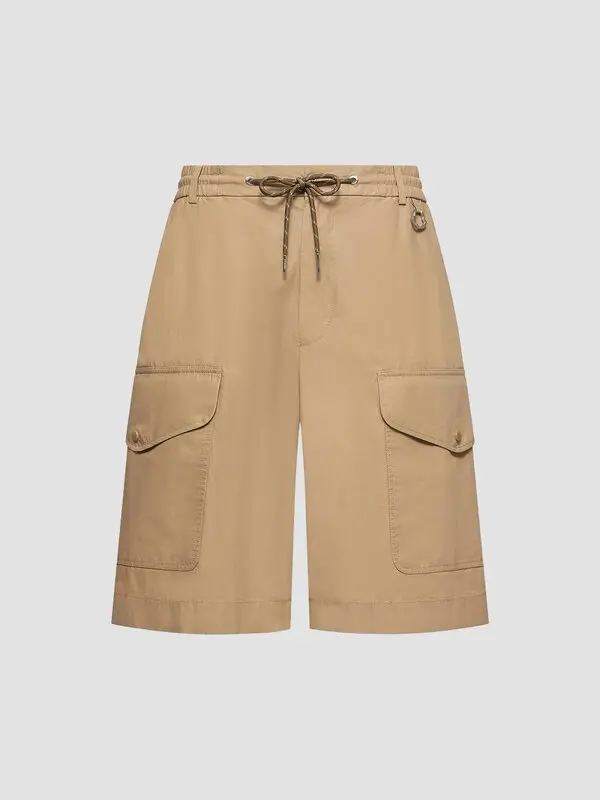 Moncler Shorts In Cotton Poplin - Beige