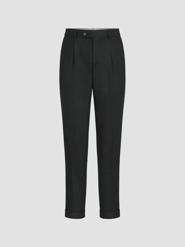 Brunello Cucinelli Virgin Wool Mouliné Twill Trousers With Pleats - Anthracite