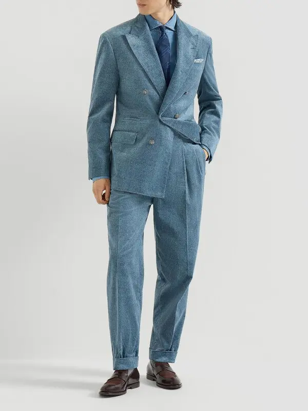 Brunello Cucinelli Denim-effect Cotton Velvet One-and-a-half Breasted Tailor Blazer