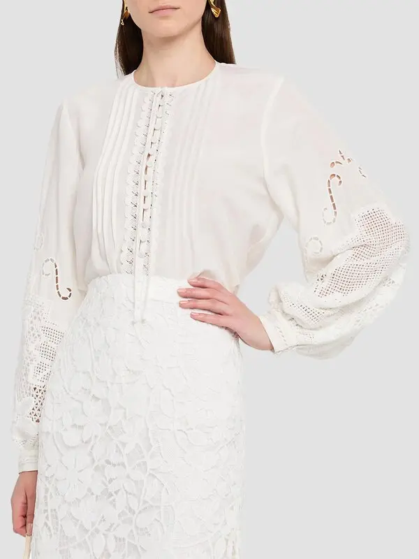 Kobi Halperin Juni Pintuck Lace-inset Blouse - Ivory