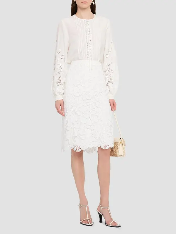 Kobi Halperin Juni Pintuck Lace-inset Blouse - Ivory