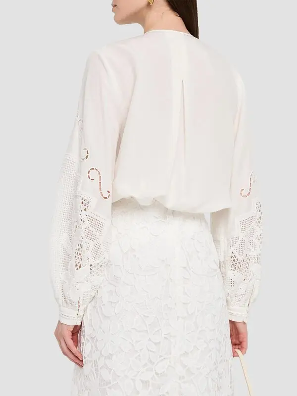 Kobi Halperin Juni Pintuck Lace-inset Blouse - Ivory