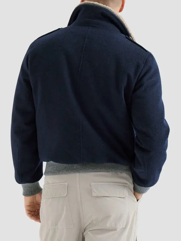 Brunello Cucinelli Bonded Cashmere Beaver Cloth Bomber Jacket