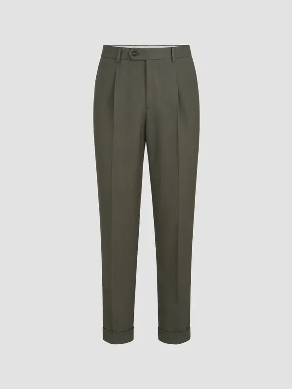Brunello Cucinelli Virgin Wool Canvas Trousers With Pleats