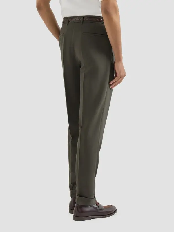 Brunello Cucinelli Virgin Wool Canvas Trousers With Pleats
