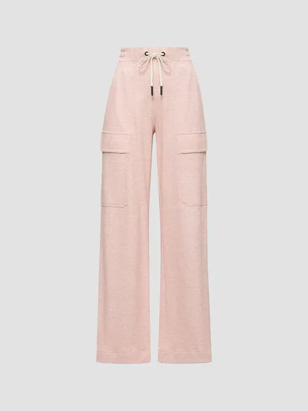 Moncler Sweatpants In Linen & Cotton Blend - Pink