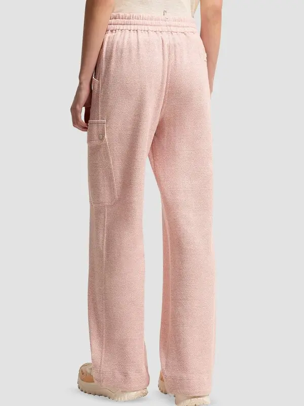 Moncler Sweatpants In Linen & Cotton Blend - Pink