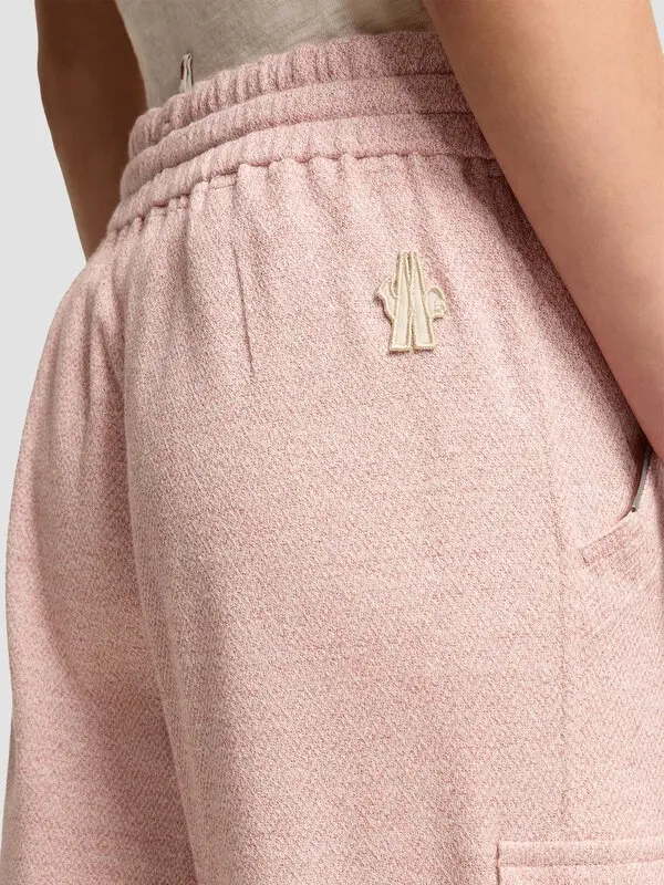 Moncler Sweatpants In Linen & Cotton Blend - Pink
