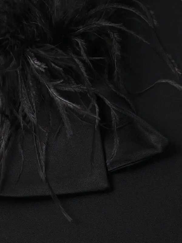 UNGARO Luna Feather-cuff Satin Blouse