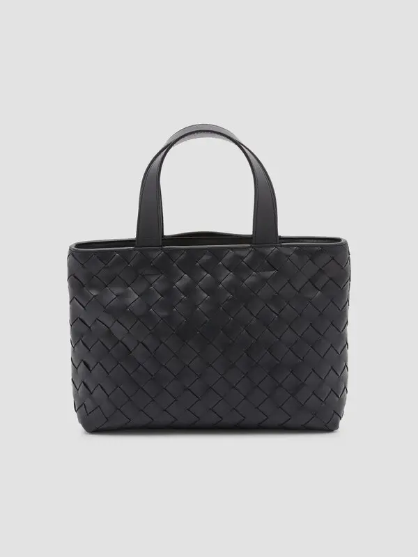 Bottega Veneta Mini Intrecciato Leather Zip Tote Bag - Midnight