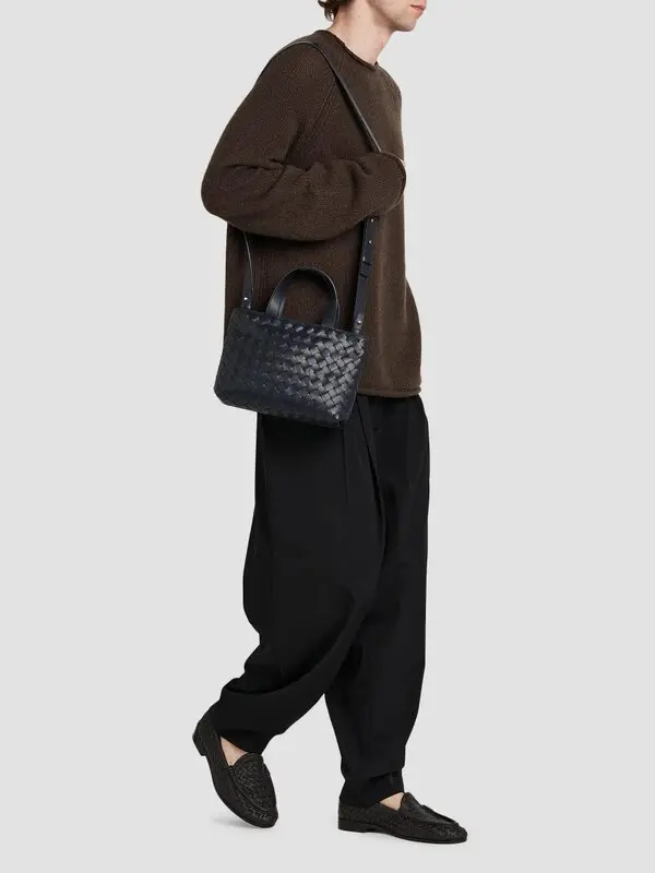 Bottega Veneta Mini Intrecciato Leather Zip Tote Bag - Midnight