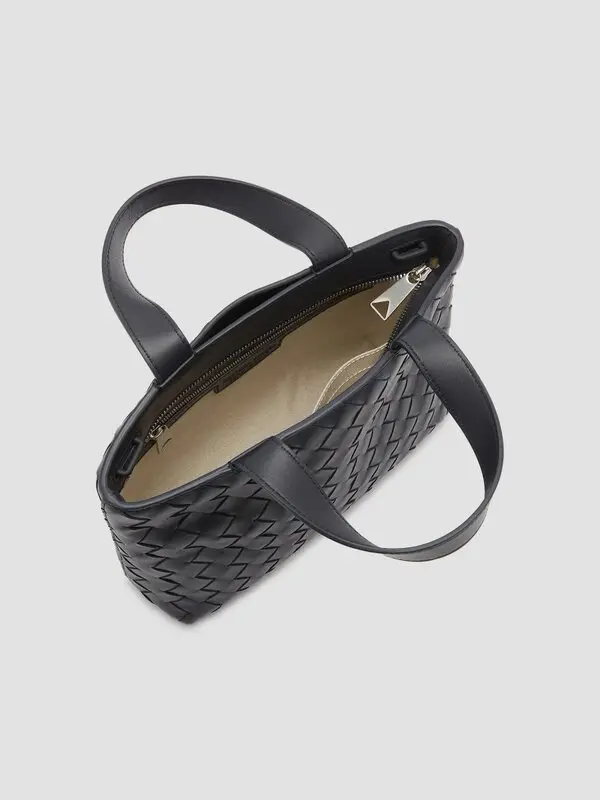 Bottega Veneta Mini Intrecciato Leather Zip Tote Bag - Midnight