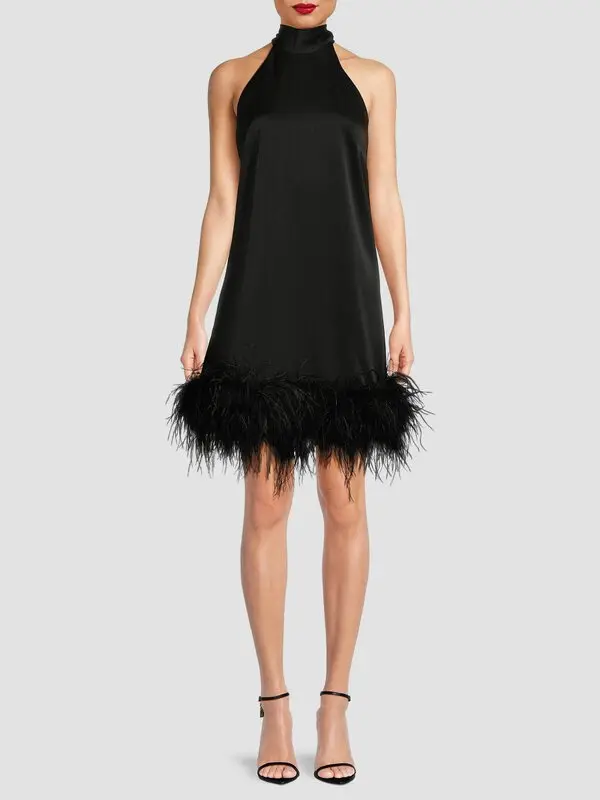 UNGARO Only At Saks. Sari Feather-trim Minidress