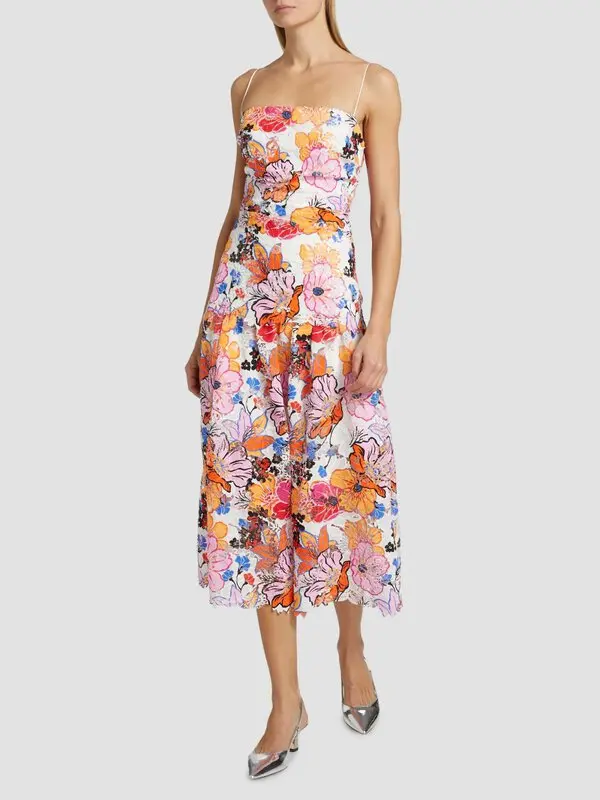UNGARO Tierra Floral-printed Lace Midi-dress