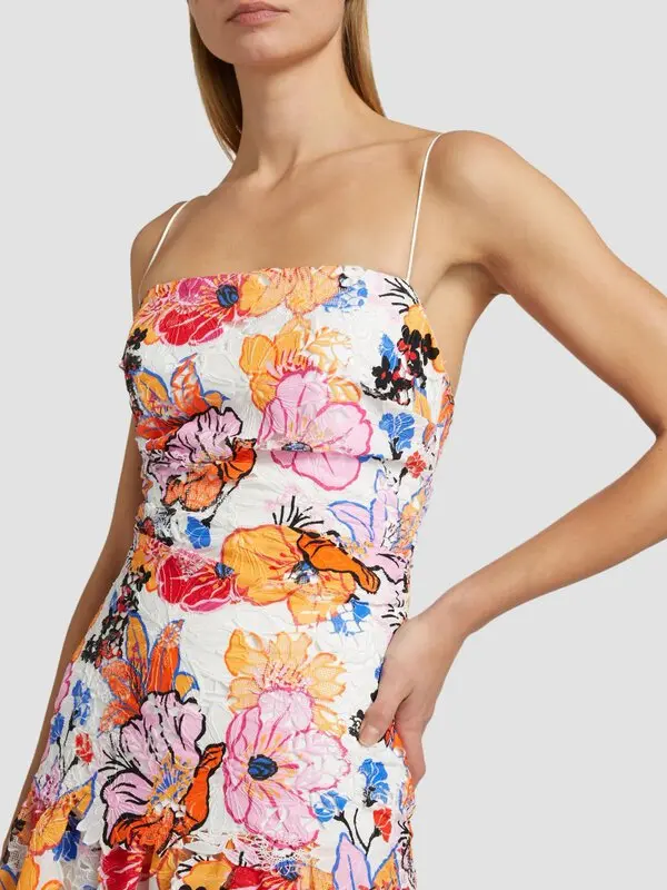 UNGARO Tierra Floral-printed Lace Midi-dress