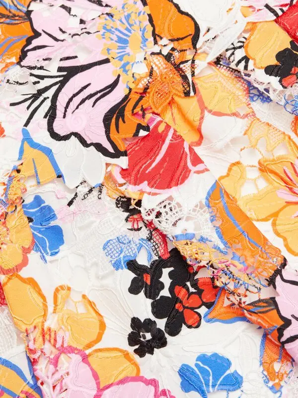UNGARO Tierra Floral-printed Lace Midi-dress