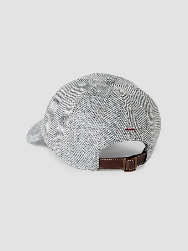 Brunello Cucinelli Alpaca, Wool And Silk Chevron Baseball Cap - Cerulean