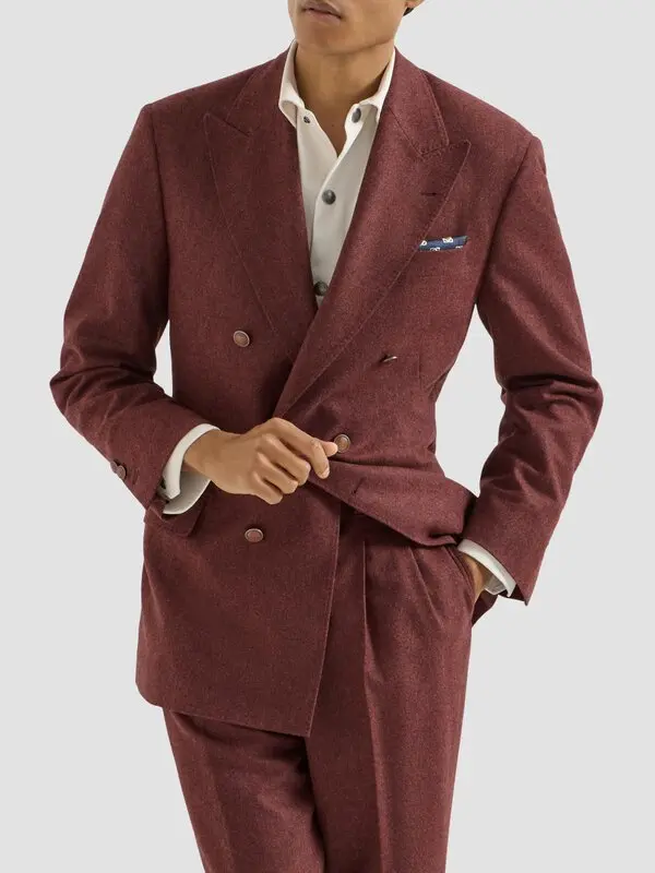 Brunello Cucinelli Virgin Wool And Cashmere Flannel Cavallo Tailor Blazer