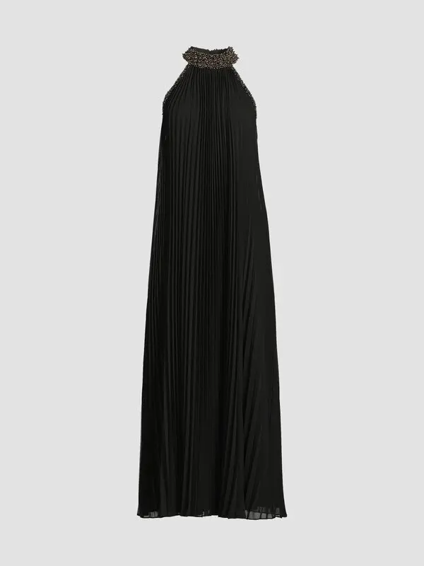 UNGARO Monroe Embellished Pleated Maxi Dress