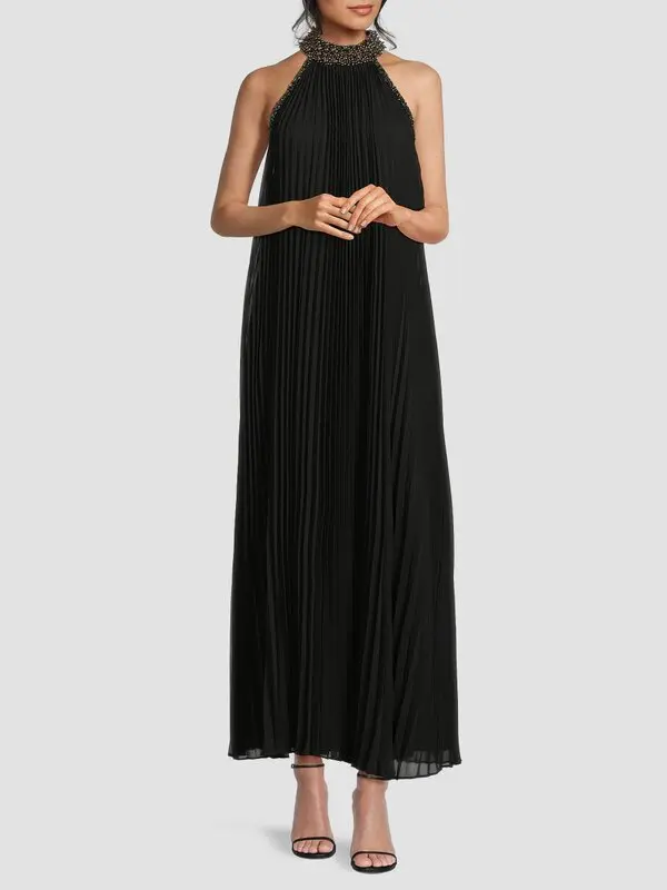 UNGARO Monroe Embellished Pleated Maxi Dress