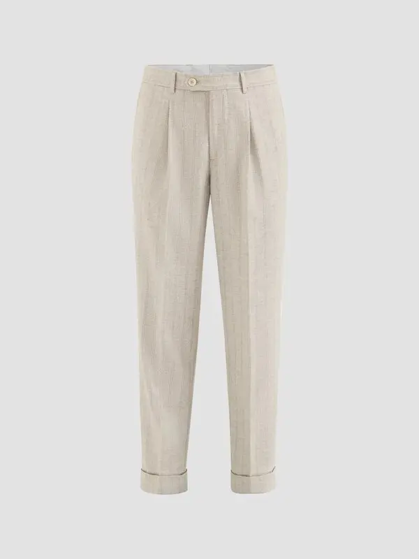 Brunello Cucinelli Striped Cashmere And Silk Diagonal Flannel Trousers
