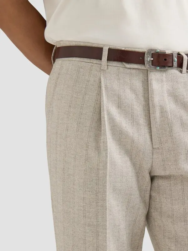 Brunello Cucinelli Striped Cashmere And Silk Diagonal Flannel Trousers