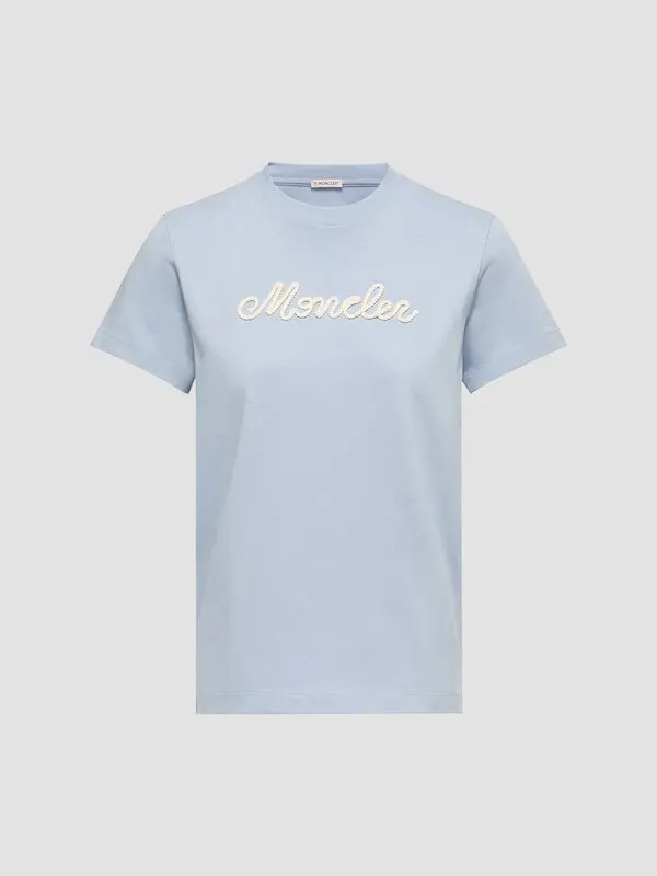 Moncler Crew-neck T-shirt In Cotton - Light Blue