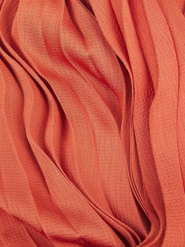 UNGARO Susan Accordion Pleated Satin Cocktail Dress