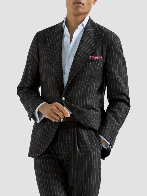 Brunello Cucinelli Virgin Wool And Cashmere Flannel Deconstructed Blazer