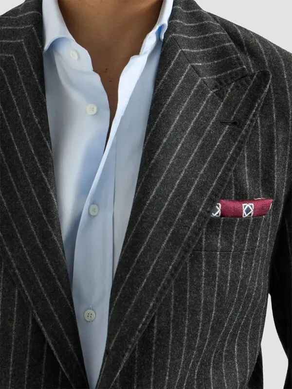 Brunello Cucinelli Virgin Wool And Cashmere Flannel Deconstructed Blazer