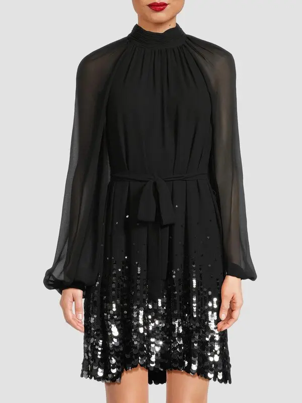 UNGARO Bradly Sequined Belted Minidress