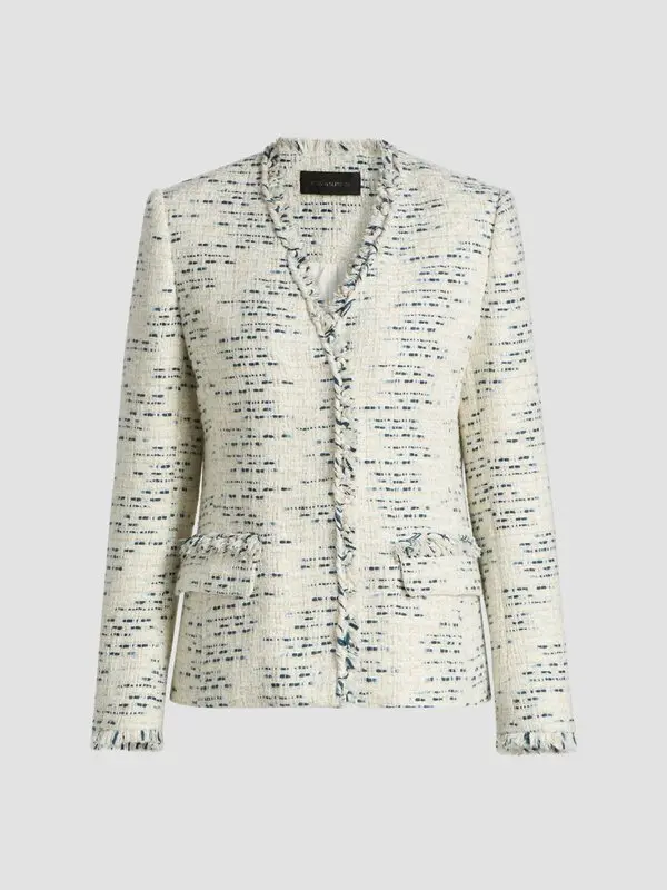 Kobi Halperin Saphire Frayed-trim Tweed Jacket