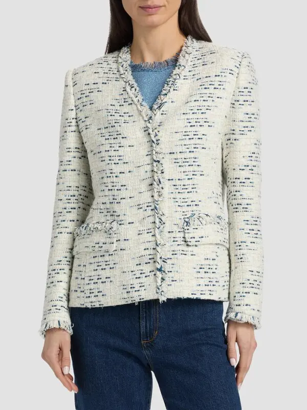 Kobi Halperin Saphire Frayed-trim Tweed Jacket