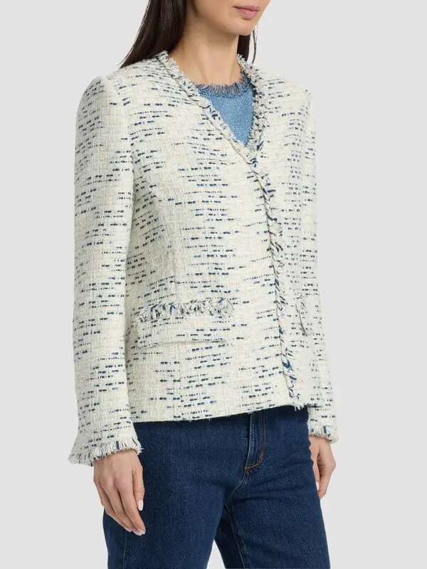 Kobi Halperin Saphire Frayed-trim Tweed Jacket