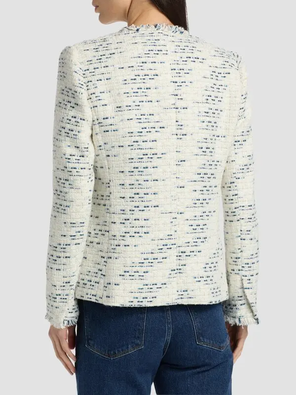 Kobi Halperin Saphire Frayed-trim Tweed Jacket