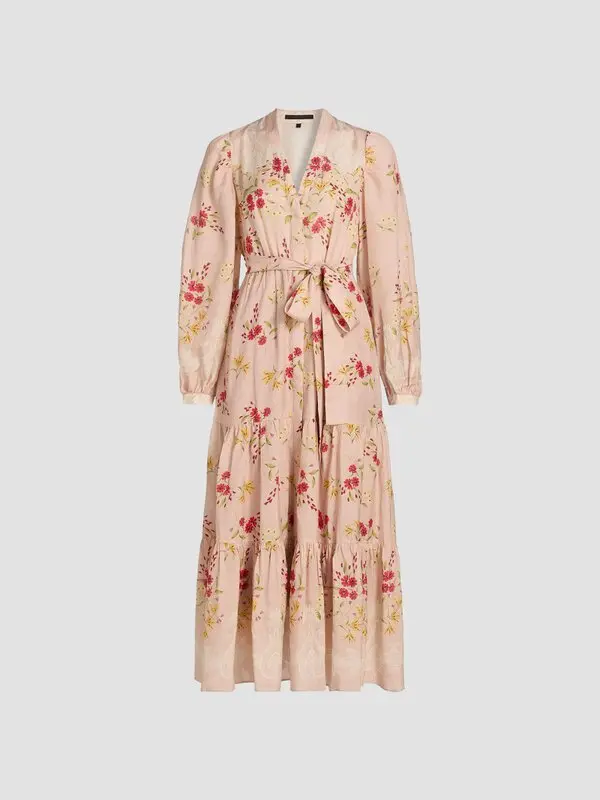 Kobi Halperin Noora Floral Tiered Midi-dress - Shell Multi