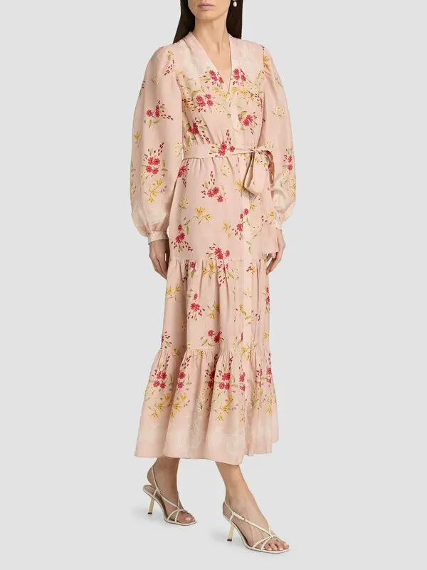 Kobi Halperin Noora Floral Tiered Midi-dress