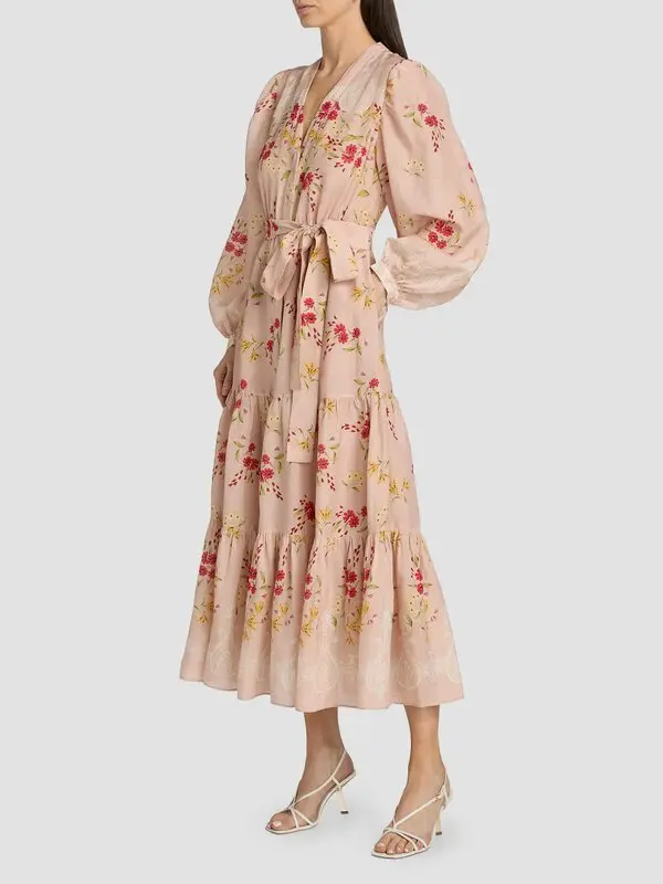 Kobi Halperin Noora Floral Tiered Midi-dress
