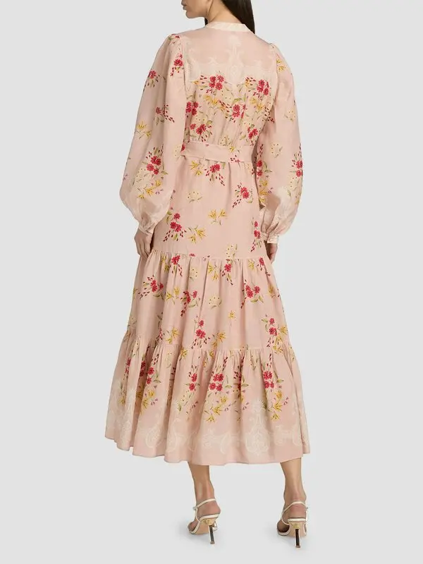 Kobi Halperin Noora Floral Tiered Midi-dress
