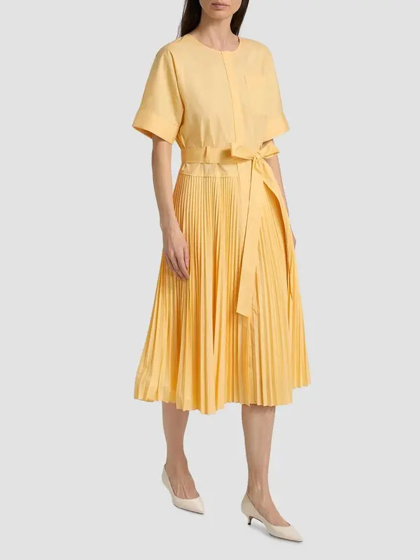 Kobi Halperin Loretta Pleated Cotton-blend Shirtdress - Chamomille