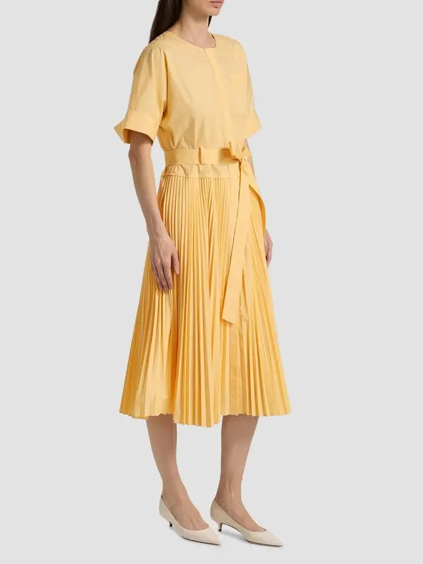 Kobi Halperin Loretta Pleated Cotton-blend Shirtdress - Chamomille