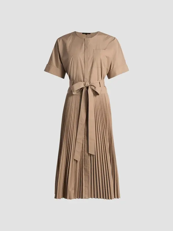 Kobi Halperin Loretta Pleated Cotton-blend Shirtdress - Khaki