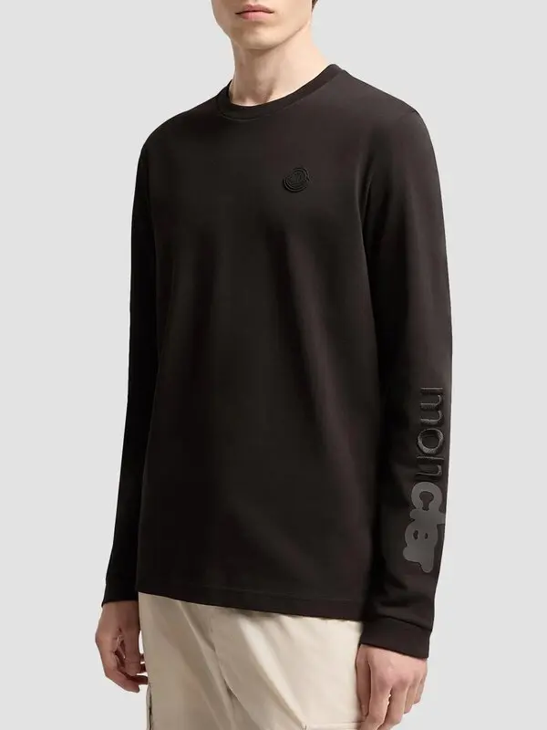 Moncler Long Sleeve Crewneck T-shirt In Cotton Jersey - Black