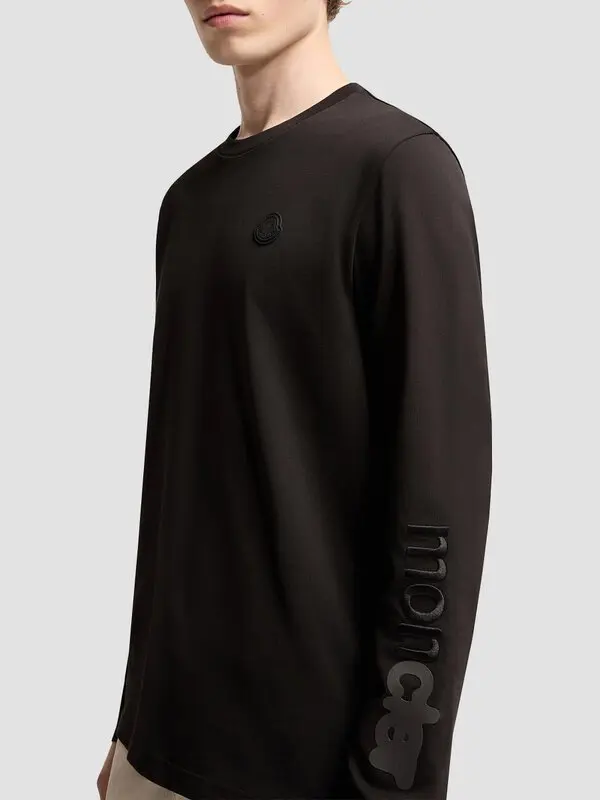 Moncler Long Sleeve Crewneck T-shirt In Cotton Jersey - Black