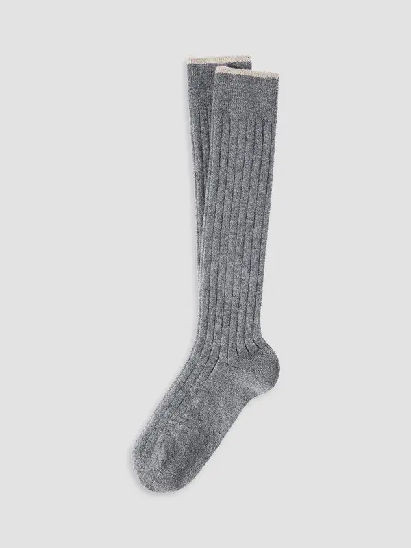Brunello Cucinelli Cashmere Rib Knit Socks - Medium Grey