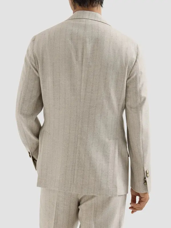 Brunello Cucinelli Striped Cashmere And Silk Diagonal Flannel Deconstructed Cavallo Blazer
